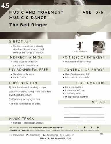ECE Montessori Music DANCE Activities Music Manual inc Tracks No Prep Subs