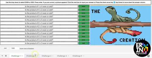 Arbor Day Pixel Art Math for Spring Even Odd Multiplication Products