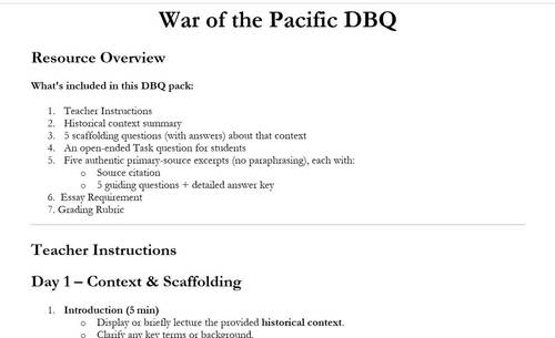 War of the Pacific DBQ by PBL History & Civics | TPT