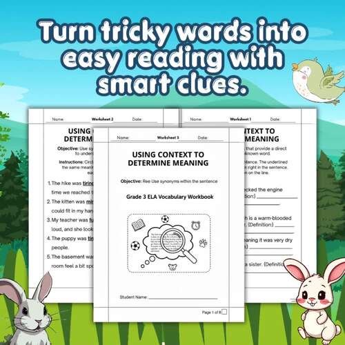 Context Clues Worksheets Grade 3 | Vocabulary Practice | No Prep Printable