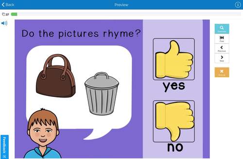 BOOM CARDS™ CVC Rhyming: Yes / No Rhyming by The Resource Elf | TPT