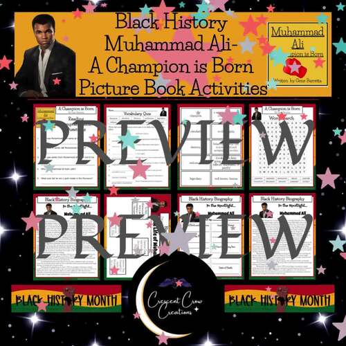 Black History Muhammad Ali -A Champion is Born Picture Book Activities ...