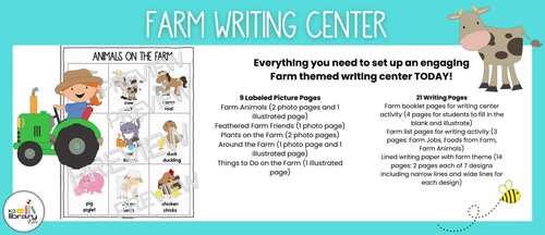 Farm Writing Center for Kindergarten and First Grade by K3 Library Buzz