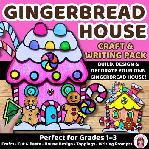 Gingerbread House Craft & Writing Pack for Grades 1–3 | Christmas Activity