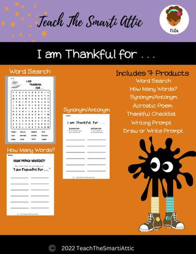 I am Thankful for . . . by Teach The Smarti Attic | TPT