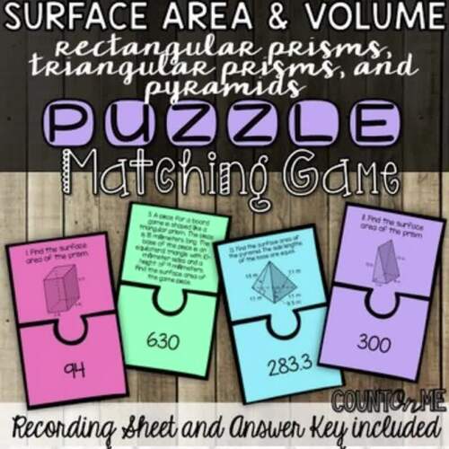Surface Area and Volume Matching Game by Jillian Fernandez | TPT