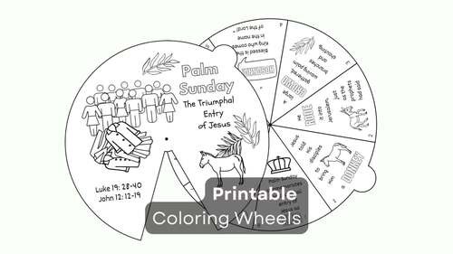 Palm Sunday Coloring Wheel, Sunday School Craft, Triumphal Entry Lesson ...