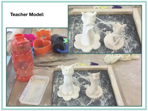 CLAY Art lesson for CATS ceramics project for elementary sculpture