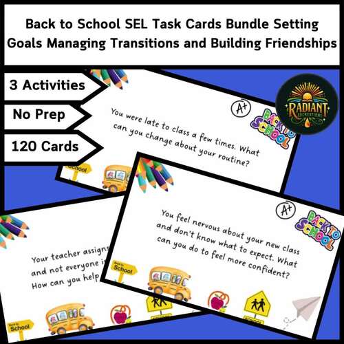 Back to School SEL Task Cards Setting Goals Transitions Friendship ...