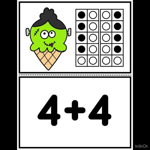 1st Grade Halloween Math Center | Ice Cream Doubles Facts Matching Cards