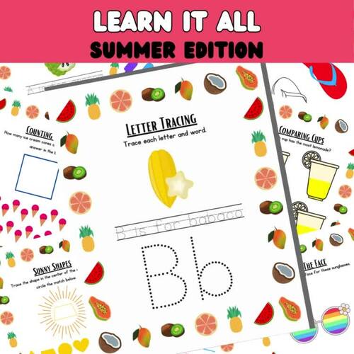 Preschool Summer Review | Kindergarten Math & Literacy | Worksheets ...