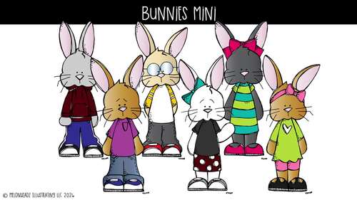 Bunnies clip art, rabbit, Easter Mini by Melonheadz Clipart | TPT