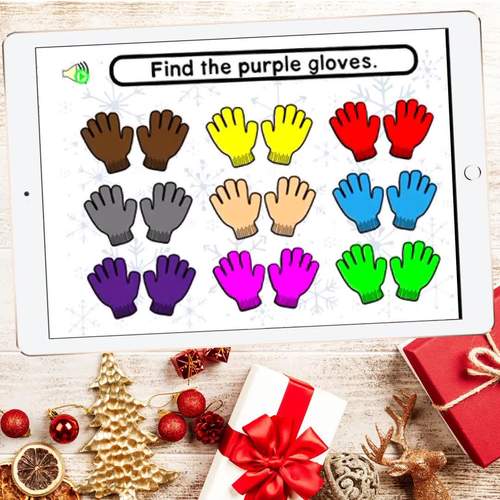 Find the PURPLE Color Recognition | BOOM CARDS with audio | Christmas