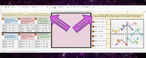 PIXEL ART: Transformation of Absolute Value Parent Function DISTANCE ...