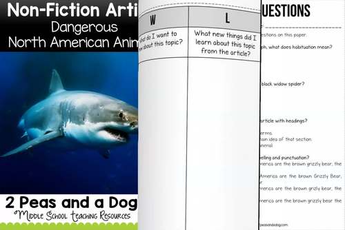 Dangerous North American Animals Non-Fiction Article by 2peasandadog