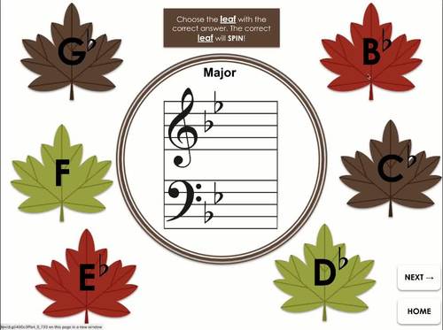 Spinning Leaves | Major Flat Key Signatures | Digital Music Game