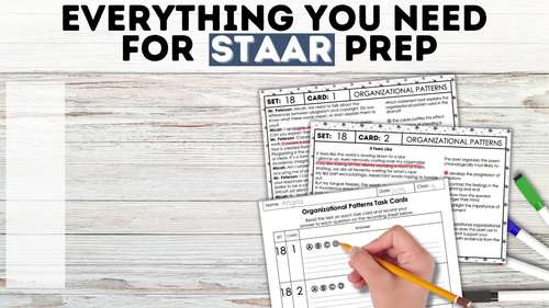 STAAR Organizational Patterns & Text Structures Task Cards Quiz Middle ...