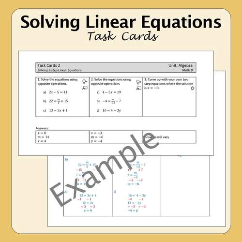 Solving Linear Equations Task Cards & Review Activities | Engaging Math ...