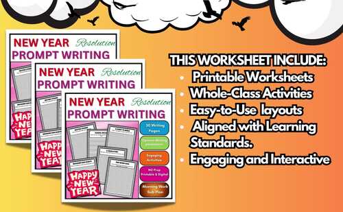 New Year's Resolution Opinion And Writing Prompts Activities 4th,5th ...