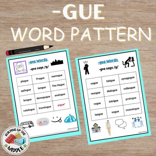 PHONICS FOR OLDER STUDENTS: GUE WORD PATTERN WORKSHEETS | TPT