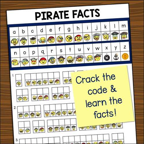 Pirate Facts Secret Emoji Crack The Code Worksheet - Talk Like A Pirate Day