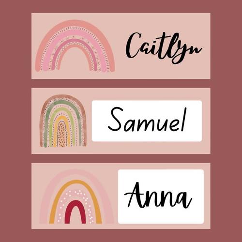 Earthy Boho Rainbow Student Desk Name Plates DIGITAL DOWNLOAD Fully ...