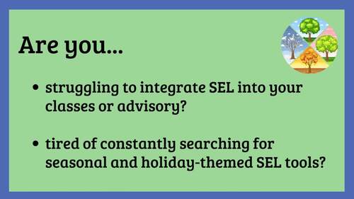 Holiday and Seasonal Daily SEL Check-in Pictures & Words with Questions ...