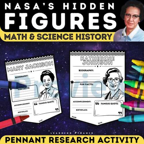 Hidden Figures NASA Pennant Activity | STEM Math Black History Women's ...