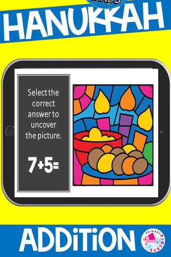ADDITION TO 20 MATH BOOM CARDS - HANUKKAH by Primary Piglets | TPT