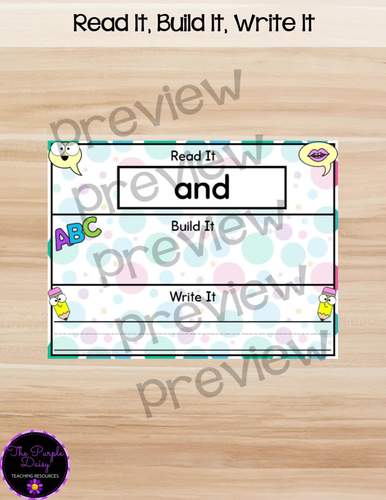 Literacy Center Read It Build It Write It Sight Words Set #1 | TPT