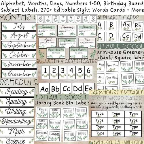 Classroom Labels & Binder Covers & Décor Editable BUNDLE - Modern Farmhouse
