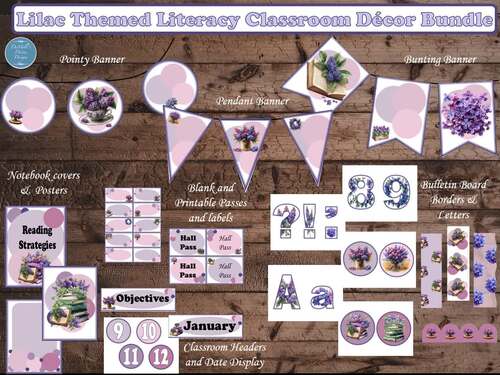 Lilac Classroom Decor Bundle for Middle or High School | TPT