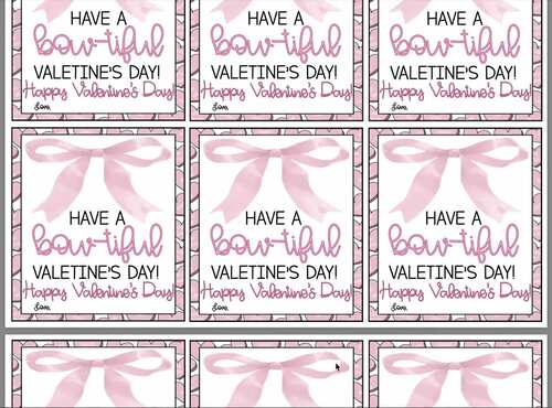 Bow Valentines Class Valentines Pink Coquette Valentine's Day | TPT