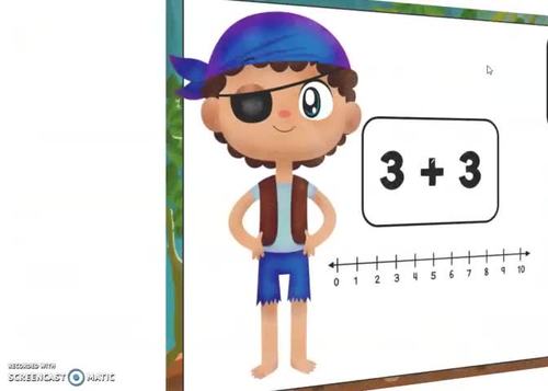 Addition on a number line with the pirate Boom Cards Distance learning
