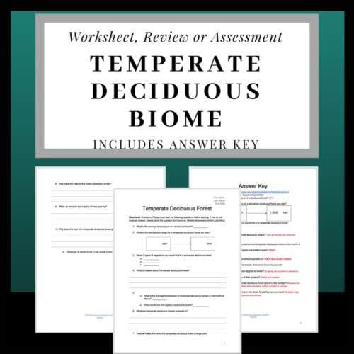 Understanding the Temperate Deciduous Biome: Worksheet, Review or ...