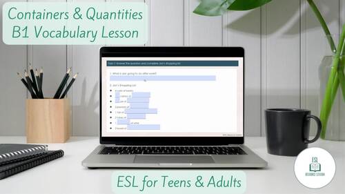B1 Vocabulary Lesson Plan, Worksheets - Containers & Quantities - Adult ...