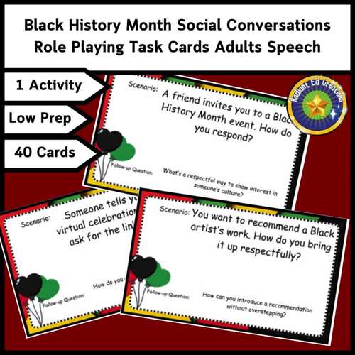 Black History Month Social Conversations Role Playing Task Cards Adults ...