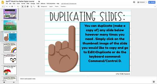 DIGITAL APRIL THEMED "Would You Rather..." JOURNAL IN GOOGLE SLIDES™