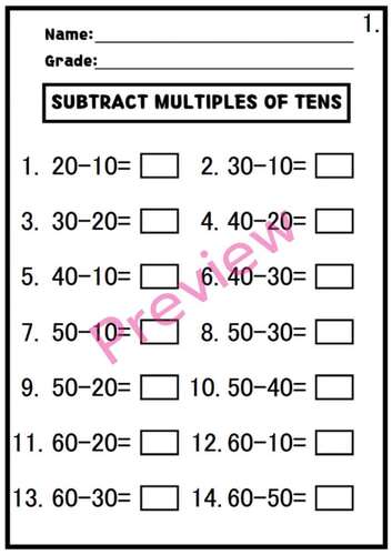 Addition and Subtraction Practice within 20 | Multiples of Ten Worksheets