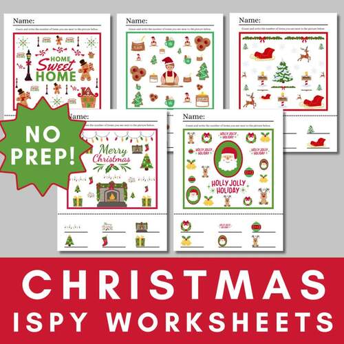 Christmas iSpy Printable Worksheets by Jenny Marie | TPT