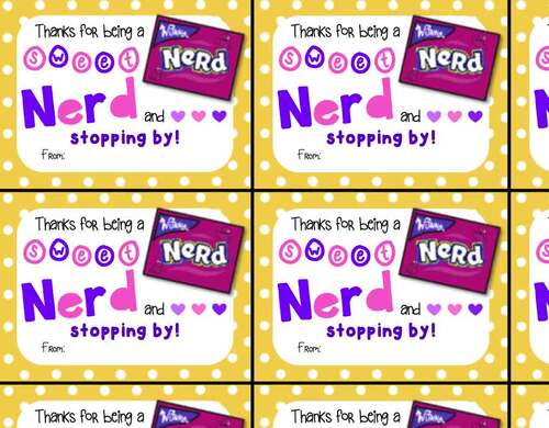 Nerds Candy Open House Gift Tag- Thanks for being a sweet Nerd and ...
