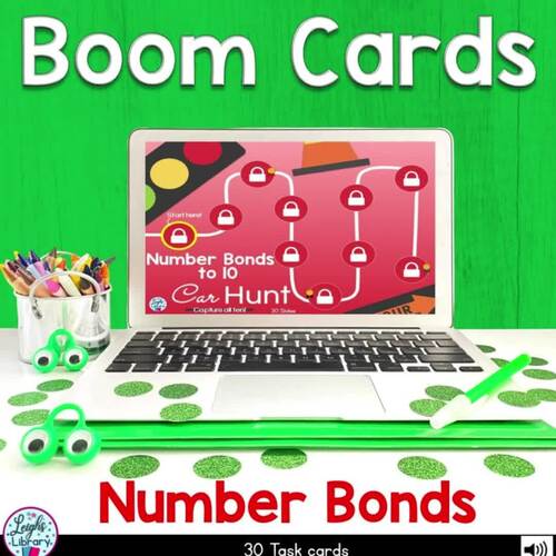 Boom Cards™ Number Bonds to 10 Car Hunt by Leigh's Library | TPT