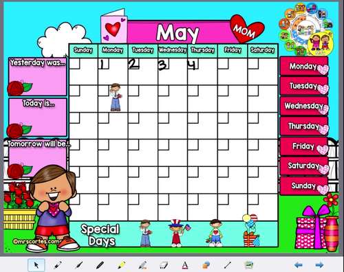 Morning Calendar For PROMETHEAN Boards - May- Mother's Day by mrscortes