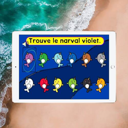 Trouve la couleur VIOLETTE avec audio | Cartes Boom | La plage | TPT
