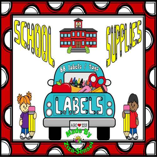 Back To School School Supplies Flashcards Labels Set 2 by My New Learning