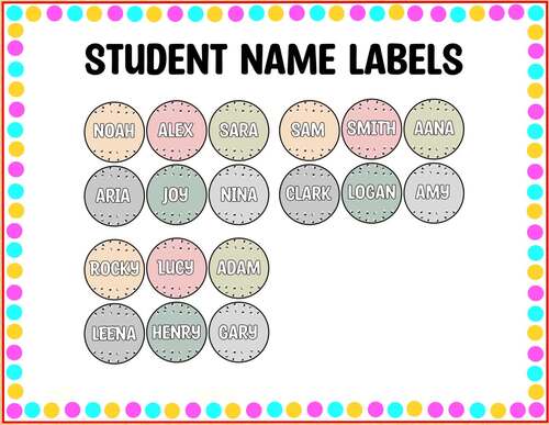 Printable Boho Neutral Student Name Labels, Editable Round Student Name ...