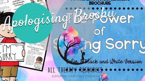 SAYING SORRY - APOLOGY Brochure for Kids - SEL School Counselor Resource