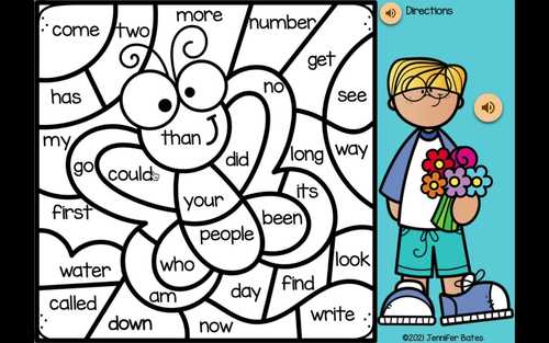 Sight Words #3 Spring Color By Code Google Slides by Jennifer Bates