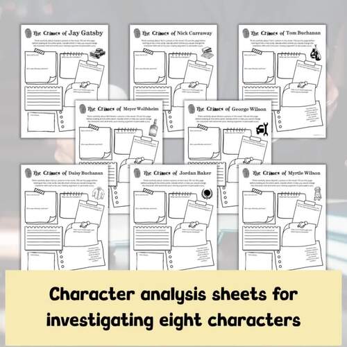 Crimes of The Great Gatsby | Criminal Charges Task Cards | Student Jury