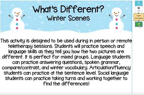 What's Different? Winter Scenes Speech Therapy Printable scenes + Boom ...